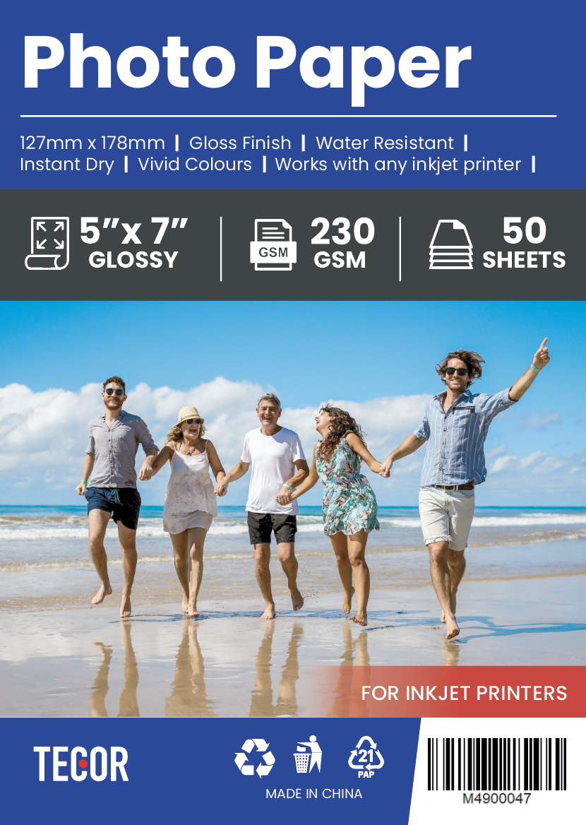 Glossy Cast Coated Photo Paper 230GSM 5 x 7 inches for Inkjet Printers ...