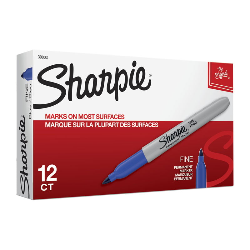 12 x Sharpie Permanent Marker 1.0MM Fine Point - Blue - InkStation