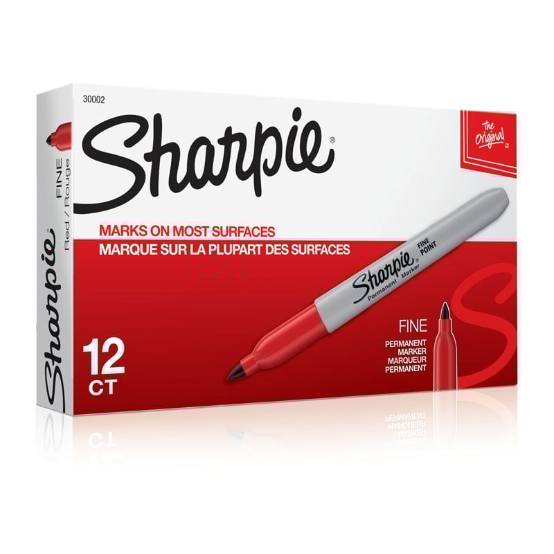12 x Sharpie Permanent Marker 1.0MM Fine Point - Red - InkStation