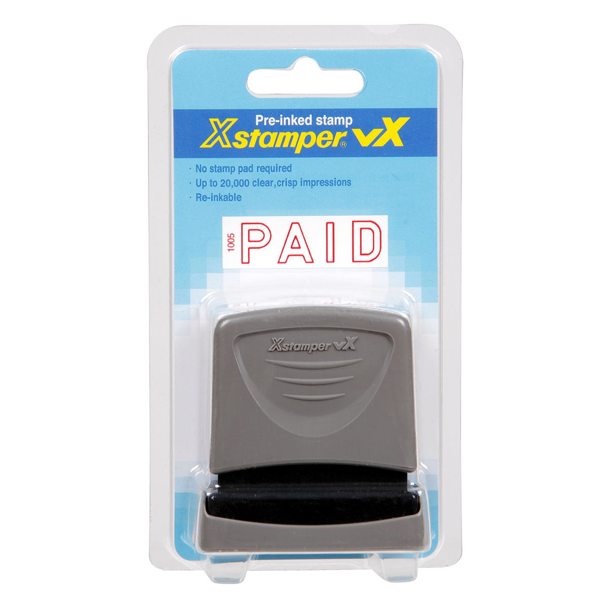 Xstamper Vx-B 1005 Pre-Inked Stamp "PAID" Hangsell Red (57100562) - Ink ...