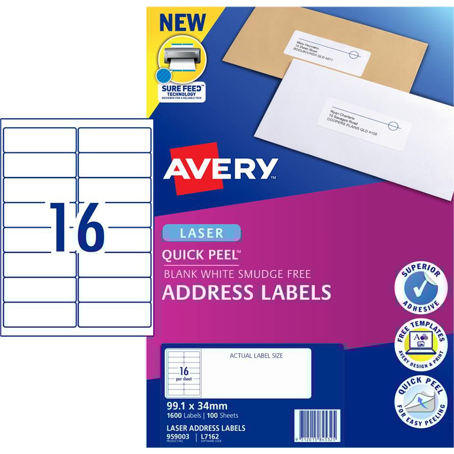 Avery #980019 Crystal Clear Laser Rectangle Labels 10UP 96 x 50.8mm ...