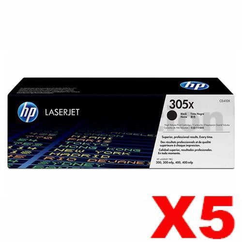 HP 5 x CE410X (305X) Genuine Black Toner Cartridge - 4,000 Pages ...