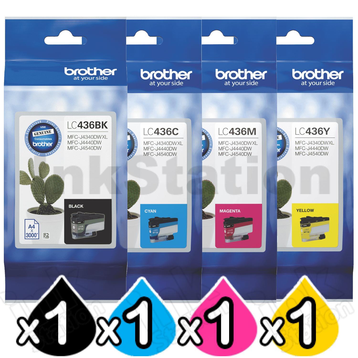 Brother 4 Pack LC-436 Genuine Ink Cartridges Combo [1BK, 1C, 1M, 1Y ... Brother 4 Pack LC-436 Genuine Ink Cartridges Combo [1BK, 1C, 1M, 1Y ...