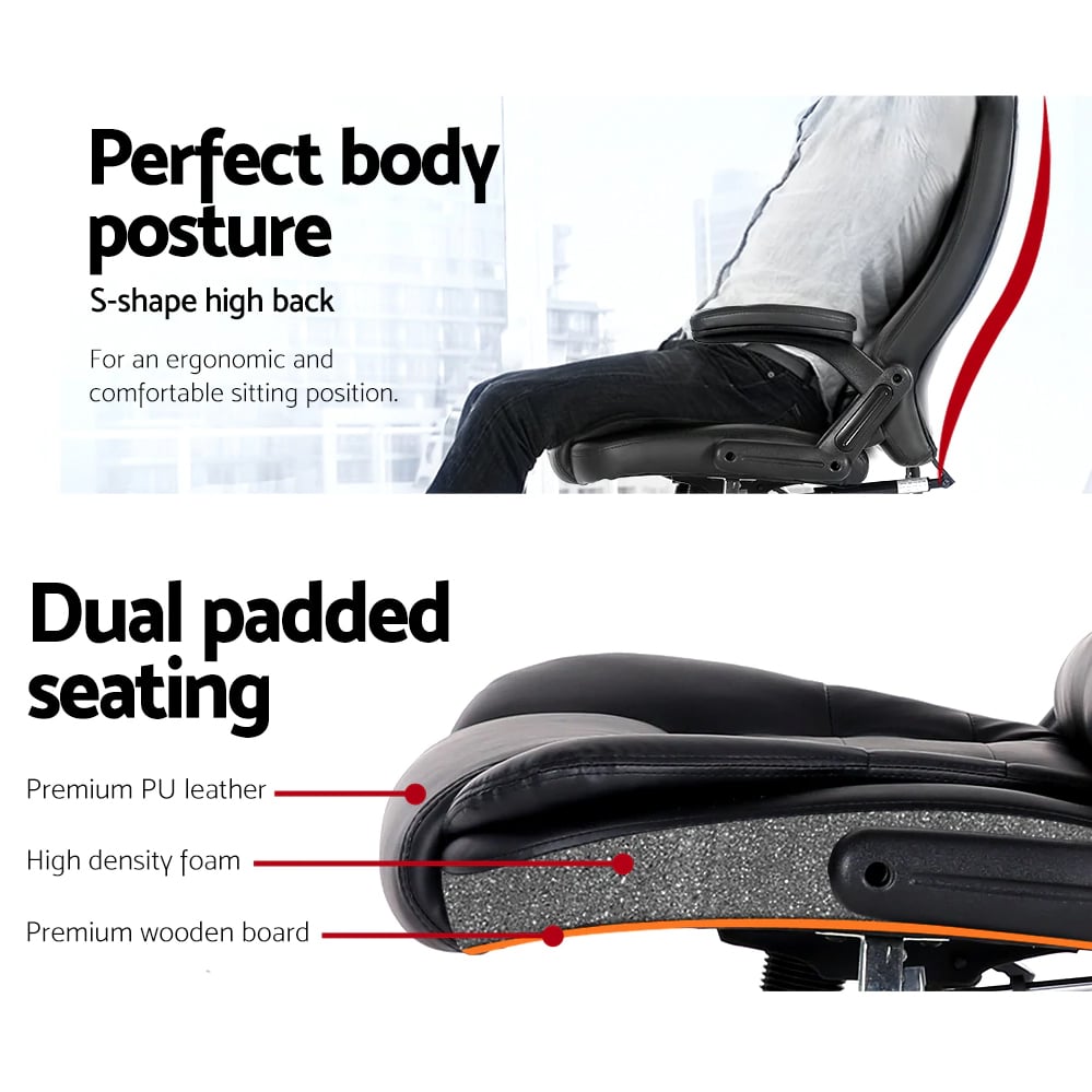 8 Point Massage Chair with Padded Seating - Black - InkStation