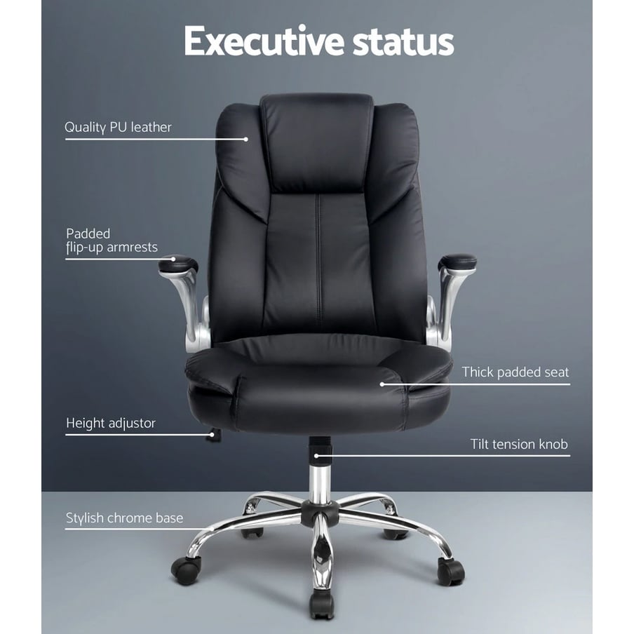 High Back Executive Office Chair Lumbar Support Chrome Base Double ...