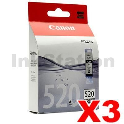 Canon 3 x Genuine PGI-520BK Black Inkjet - Ink Cartridges - InkStation