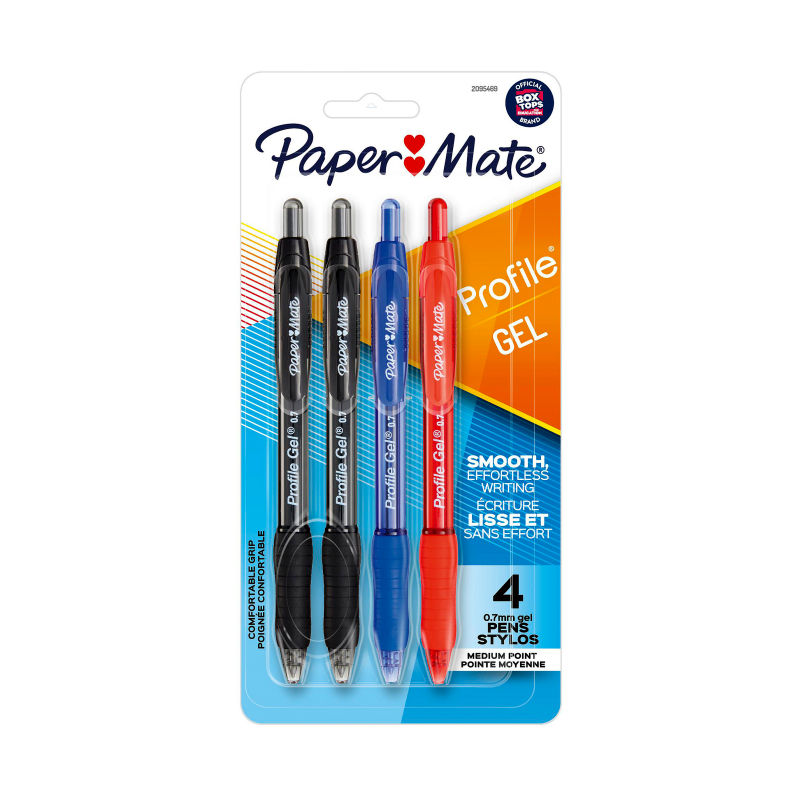 Paper Mate Profile 0.7mm Gel Pens 4 Pack - Assorted - InkStation