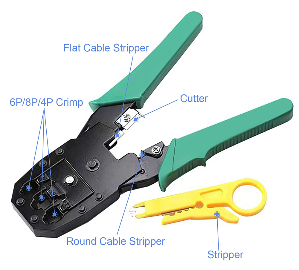 Network Cable Plier Modular Crimping Tool With Stripper