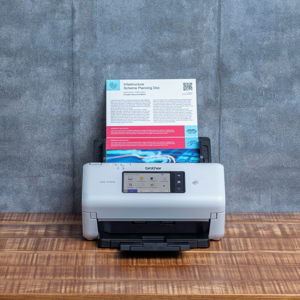Brother ADS-4700W Document Scanner (A4, Duplex) with 80-Sheet ADF ...
