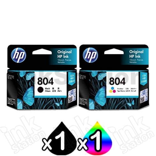 HP 2 Pack 804 Genuine Inkjet Cartridges T6N10AA + T6N09AA [1BK,1CL ...