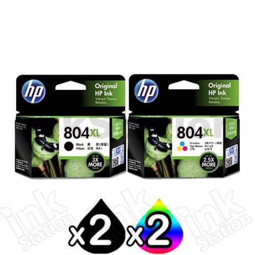 HP 4 Pack 804XL Genuine High Yield Inkjet Cartridges T6N12AA + T6N11AA ...