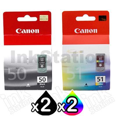 Canon 4 Pack PG-50 CL-51 Genuine Inkjets [2BK,2C] - Ink Cartridges ...
