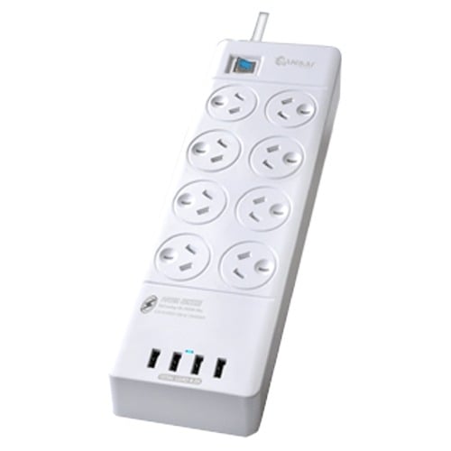 Sansai 8 Outlet Surge Protected Power Board with 3x USB-A & 1x USB-C ...