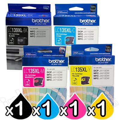 Brother 4 Pack Genuine LC-139XL/LC-135XL High Yield Ink Combo [1BK+1C ...