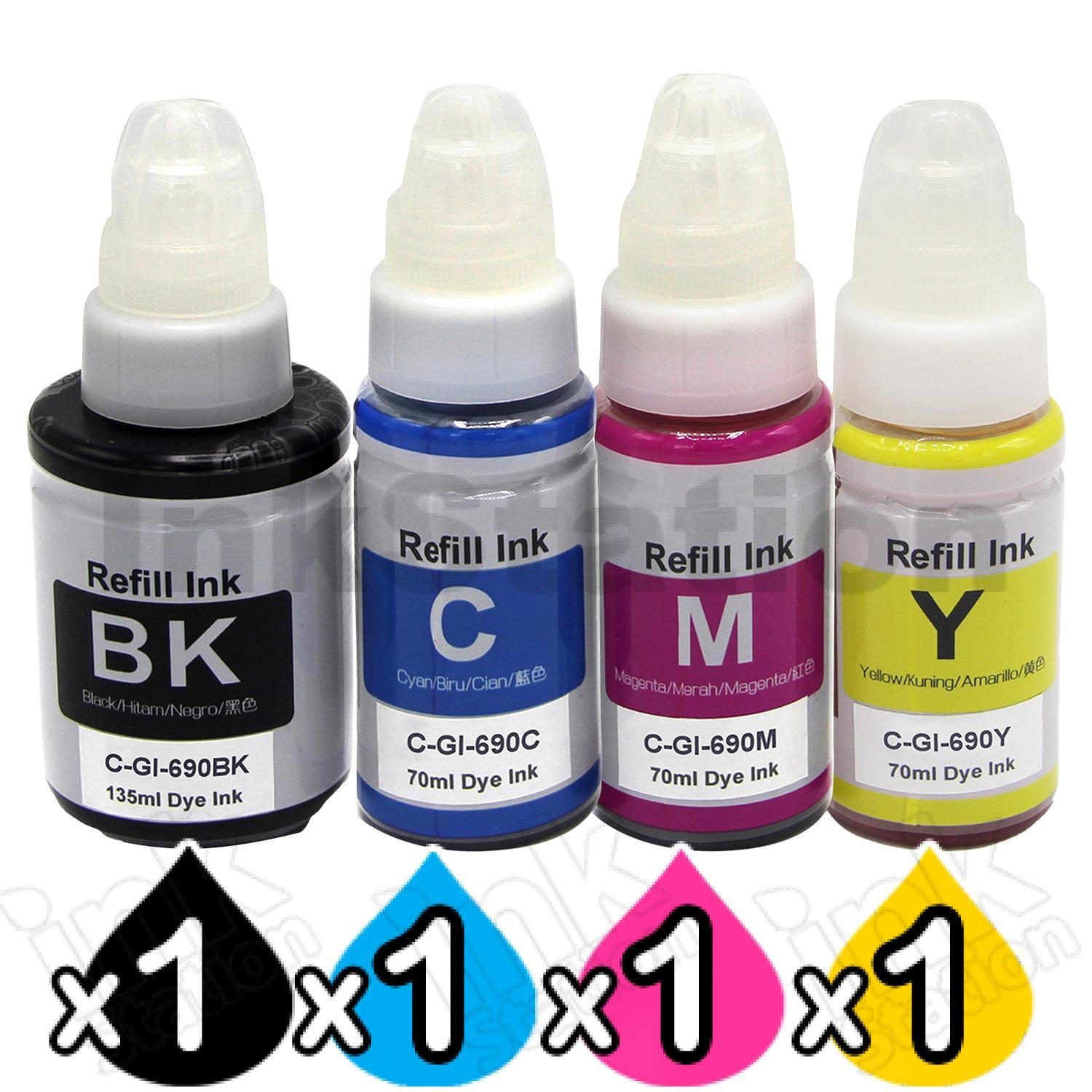 Canon 4-Pack Compatible GI690 Ink Bottles [BK+C+M+Y] - Ink Cartridges ...