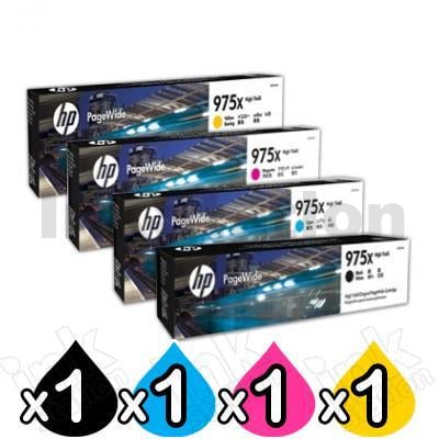 HP 4 Pack 975X Genuine High Yield Inkjet Combo L0S00AA - L0S09AA [1BK ...