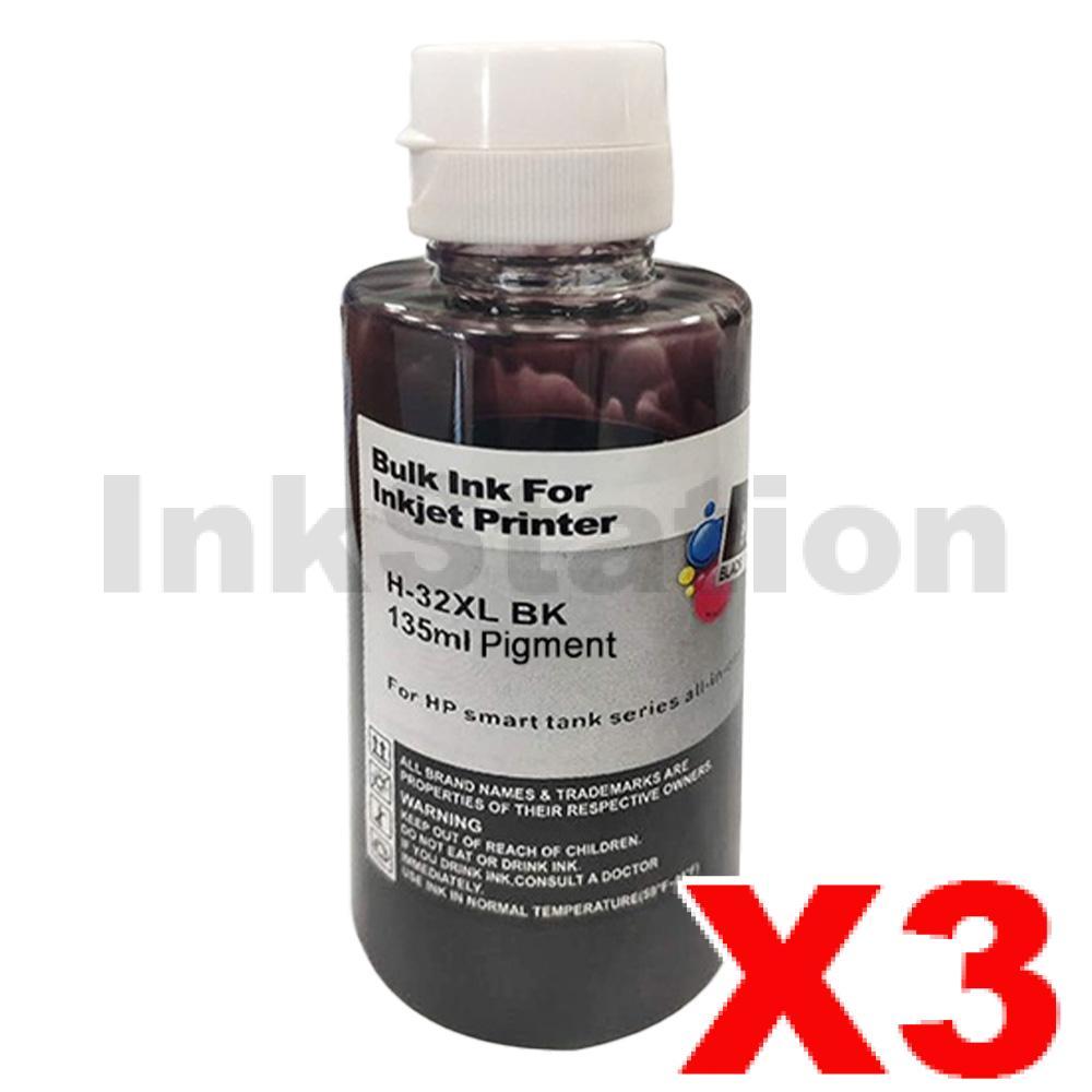 HP 3 x 32XL Compatible Black Ink Bottle 1VV24AA - 135ml - Ink ...