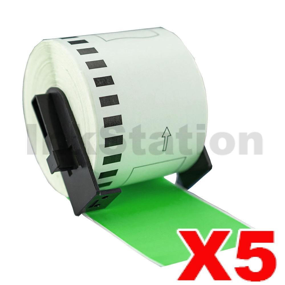 Brother 5 x Compatible DK-22205 Fluorescent Green Label Roll 62mm x 30 ...