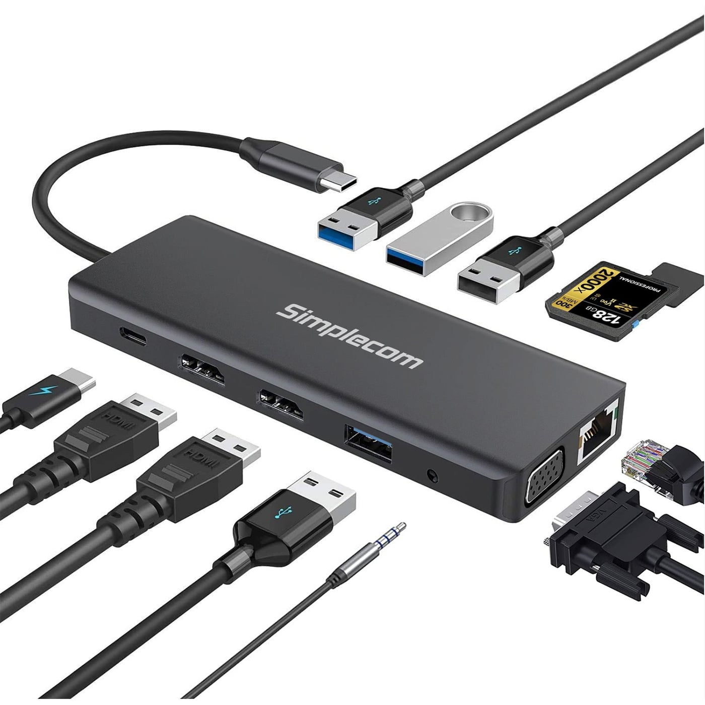 Klik USB-C DisplayLink Multi-Port Adapter with Dual HDMI, USB-C Data ...