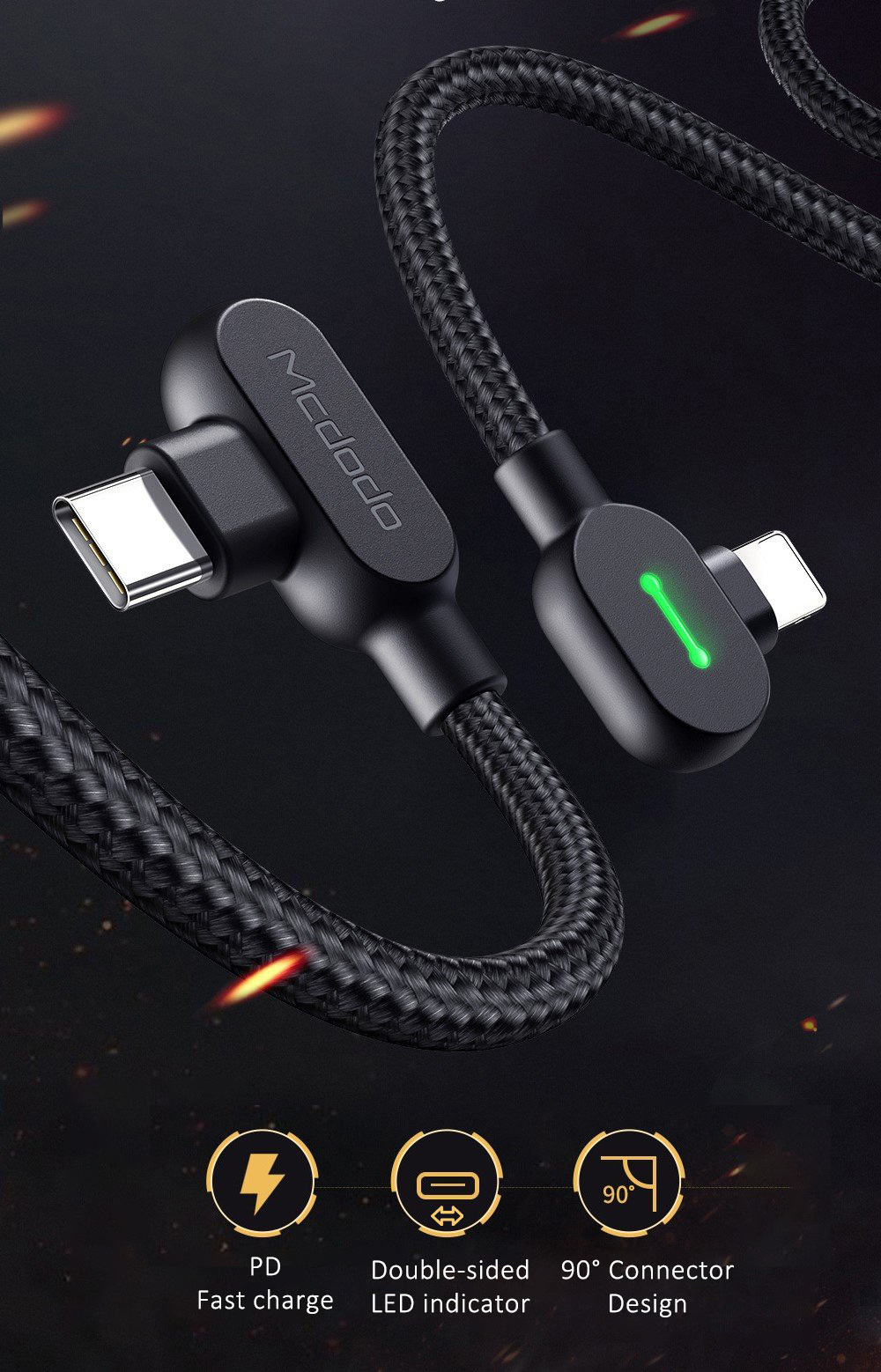 USB-C to Lightning Fast Charging Nylon Braided Cable for iPhones with ...