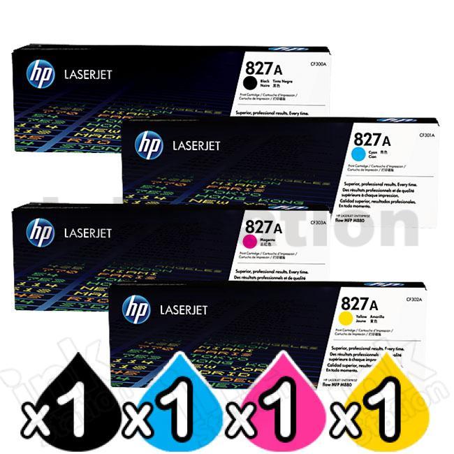 HP 4 Pack CF300A-CF303A (827A) Genuine Toner Cartridges [1BK,1C,1M,1Y ...