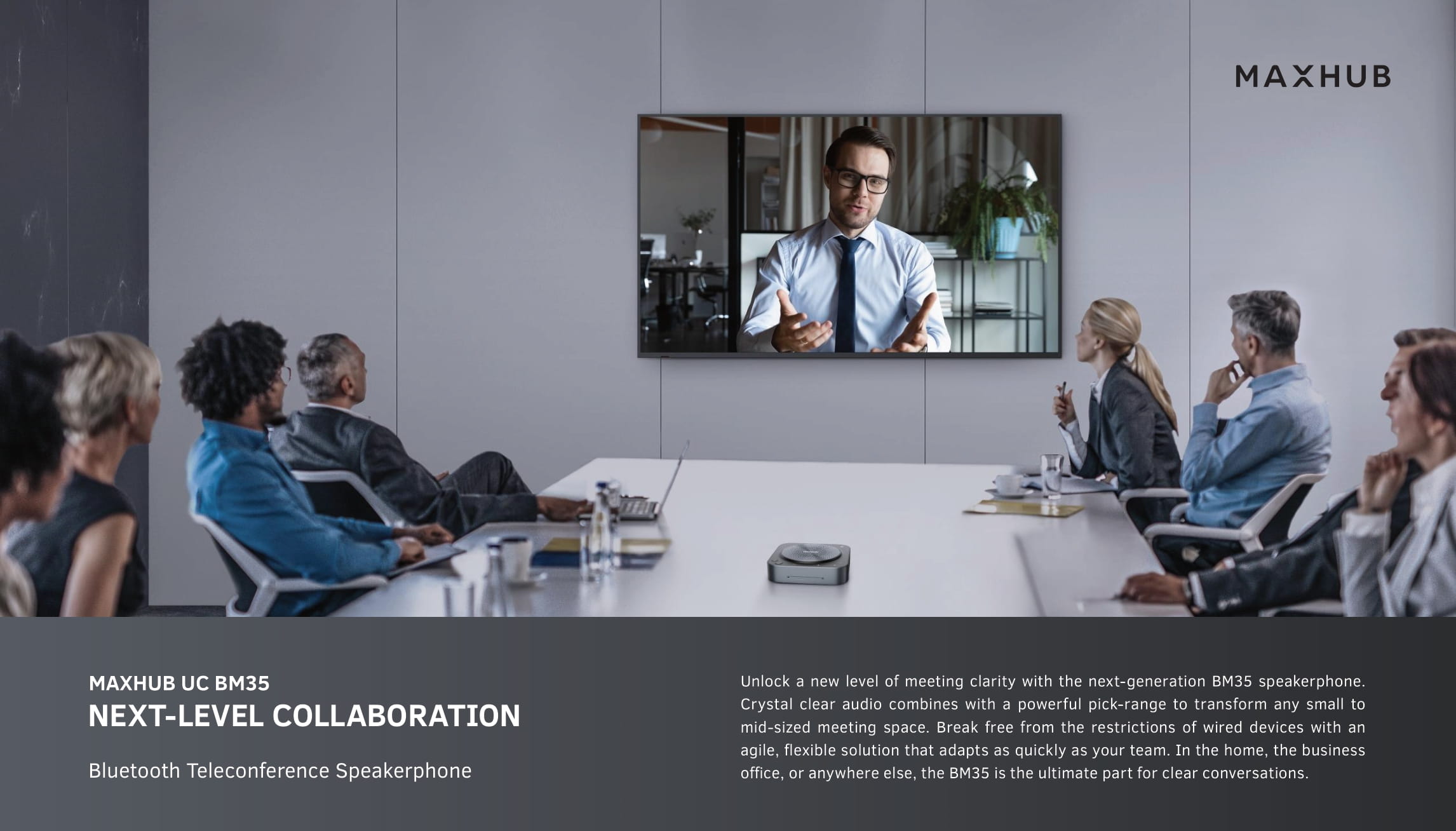 Maxhub Bluetooth *Zoom Certified* Teleconference Speakerphone BM35 - 6m Voice Pickup Range ...