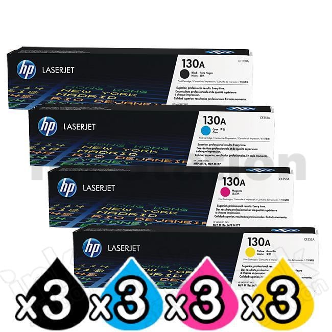 HP 3 sets of 4 Pack CF350A-CF353A (130A) Genuine Toner Cartridges [3BK ...