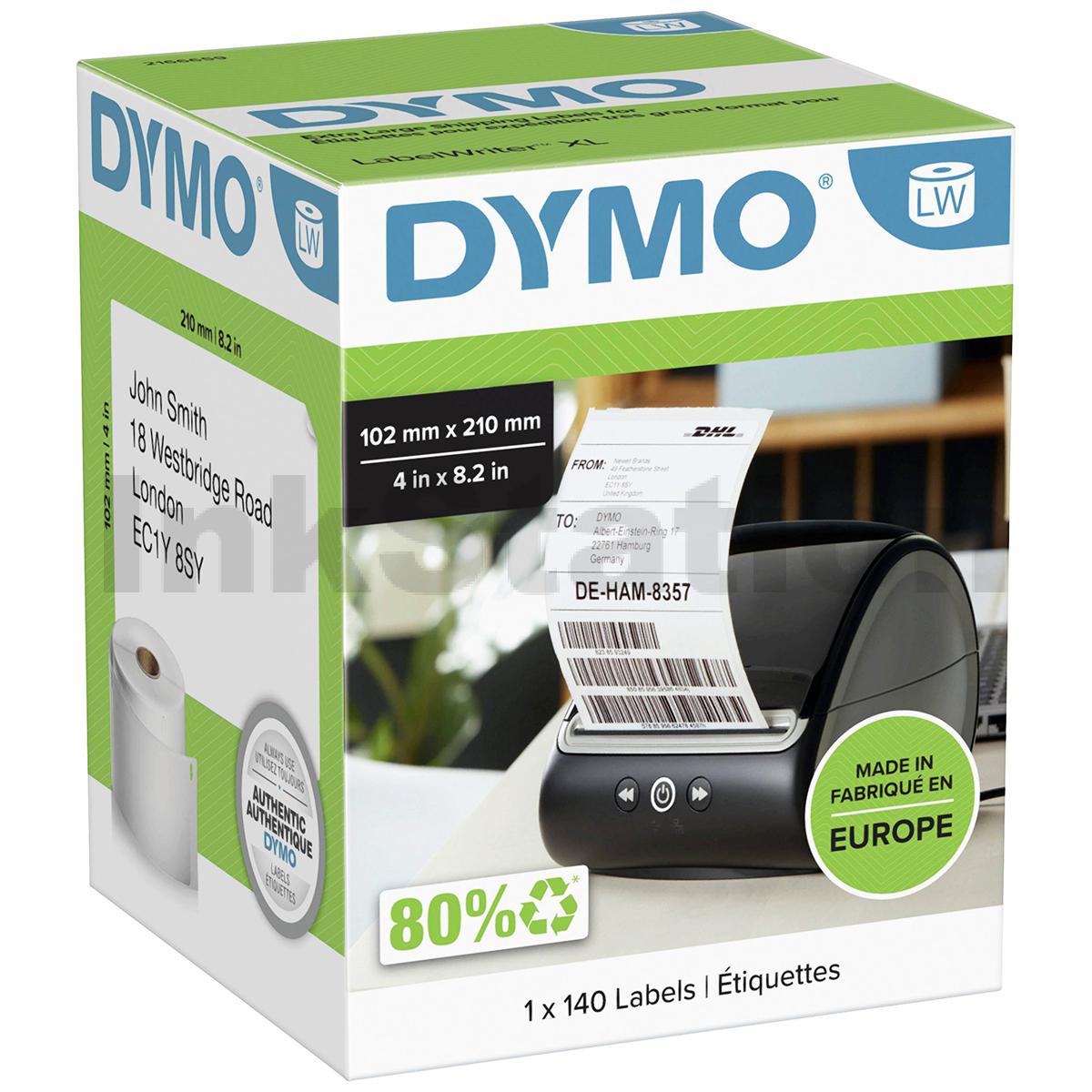 Dymo 2166659 Genuine White Label Roll 102mm x 210mm - 140 labels per ...