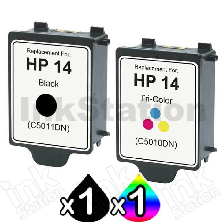 HP 2 Pack 14 Compatible Inkjet Cartridges C5010DA+C5011DA [1BK,1CL ...