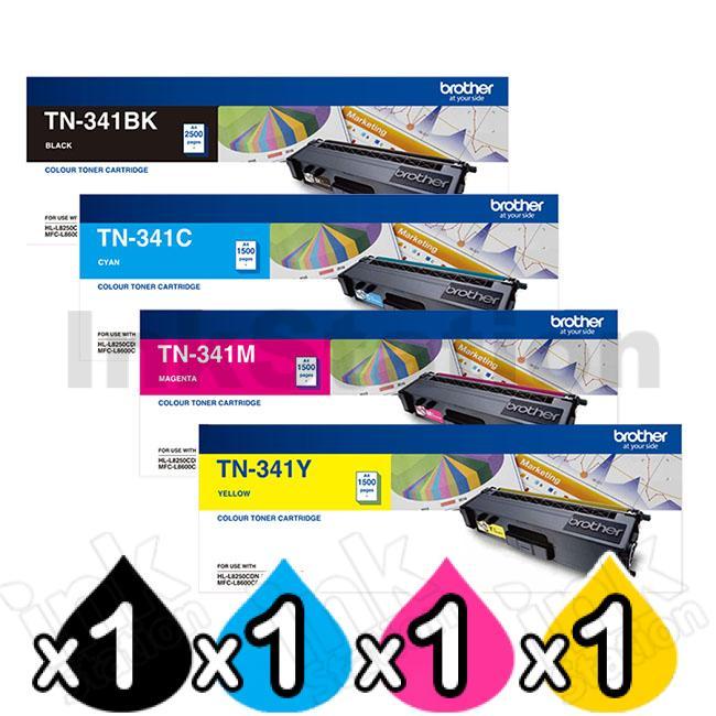Brother 4-Pack Genuine TN-341 Toner Combo [1BK,1C,1M,1Y] - Toner ...