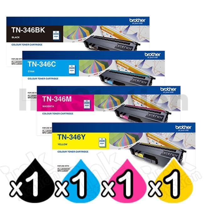 Brother 4-Pack Genuine TN-346 High Yield Toner Combo [1BK,1C,1M,1Y ...