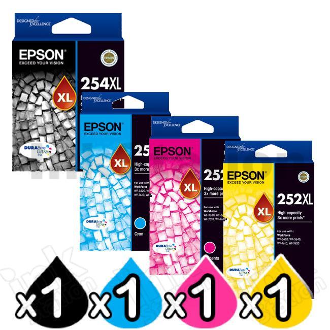 Epson 4 Pack 254XL + 252XL Genuine Ink Cartridges [C13T254192 ...