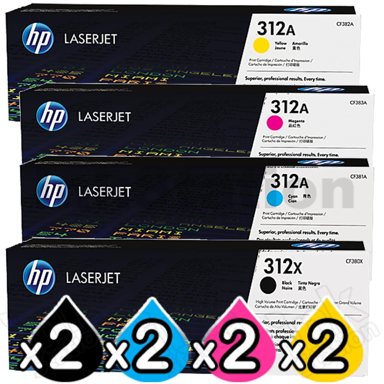 HP 2 sets of 4 Pack CF380X-CF383A (312X/312A) Genuine High Yield Toner ...