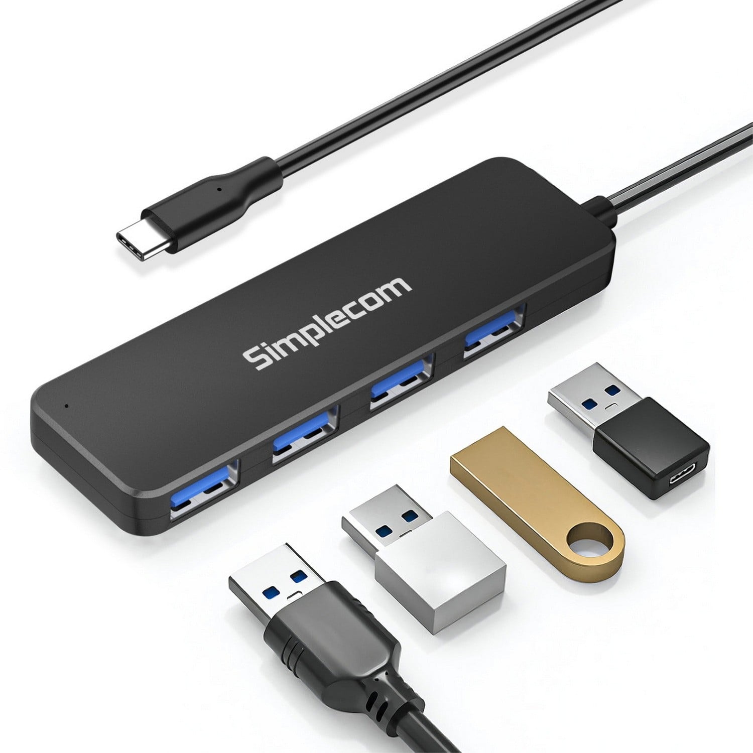 Compact USB-C to 4 Port USB-A Hub USB 3.2 Gen1 SuperSpeed Data Transfer ...
