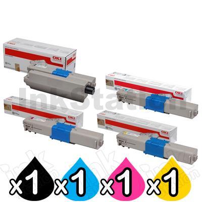 OKI 4 Pack Genuine C301/ C321 Toner Combo (44973545-44973548) [1BK,1C ...