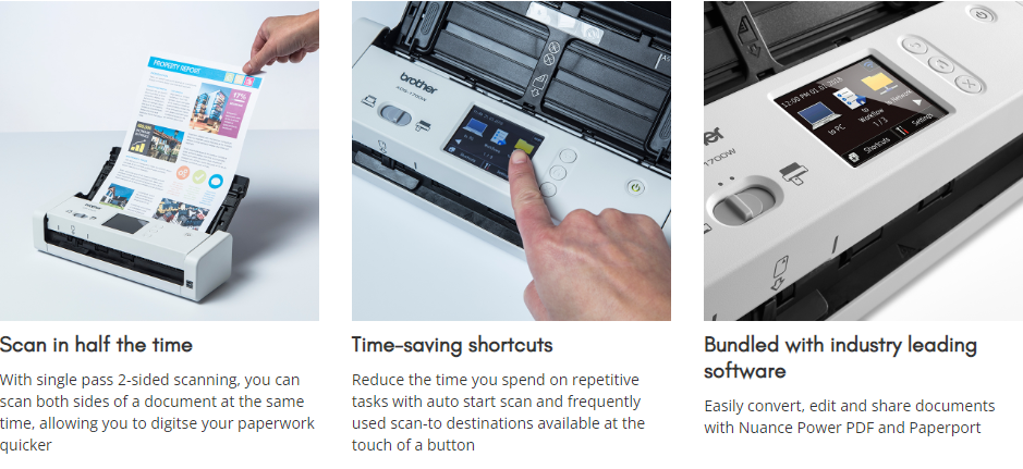 Brother Compact Portable A4 Document Scanner with Wi-Fi Connectivity ...