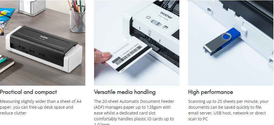 Brother Compact Portable A4 Document Scanner with Wi-Fi Connectivity ...