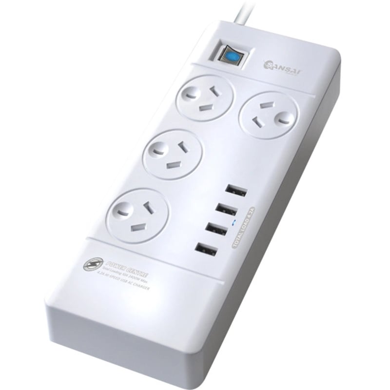 Sansai 8 Outlet Surge Protected Power Board with 4x USB-A Charging ...