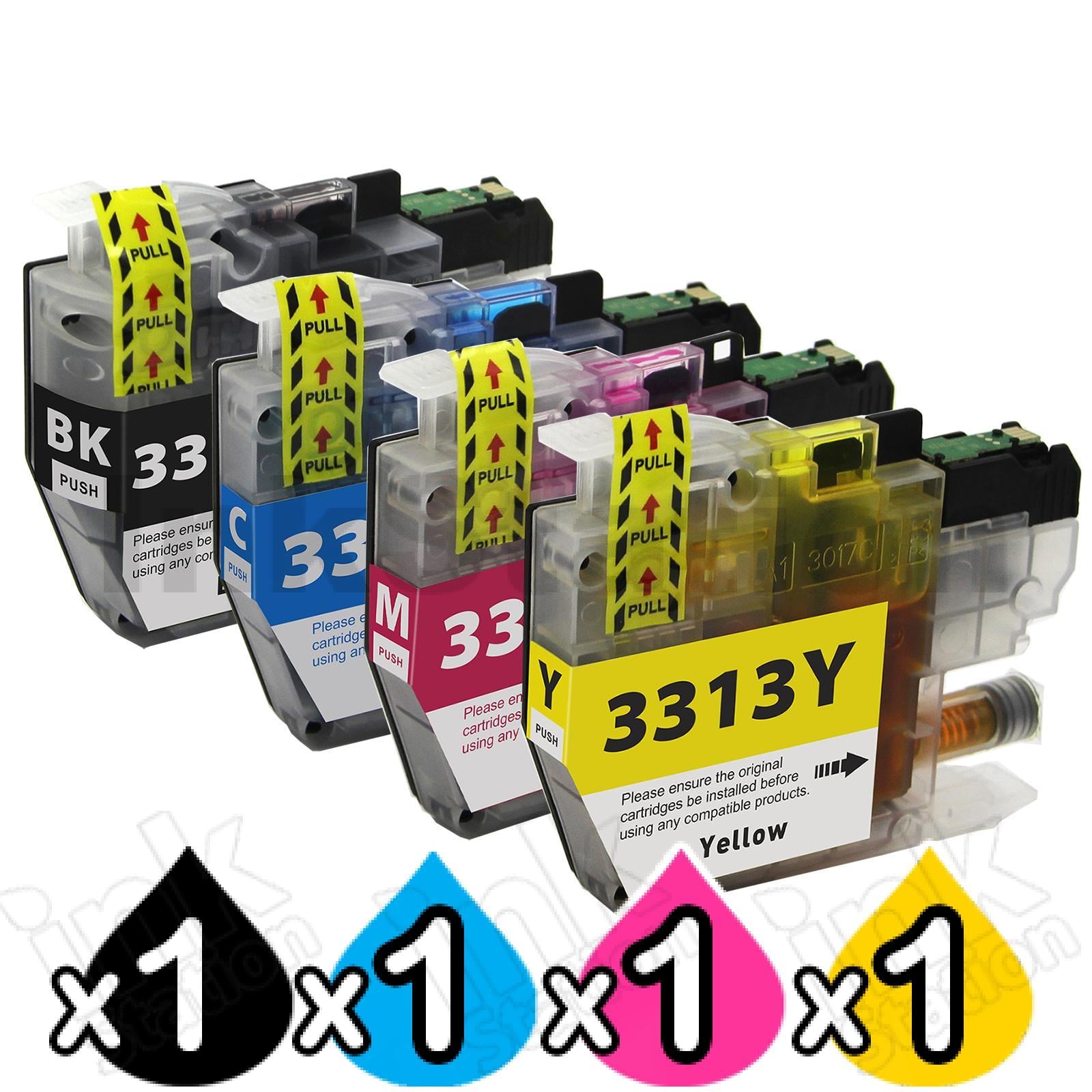 Brother 4 Pack Compatible LC-3313 Ink Cartridges Combo (High Yield of ...