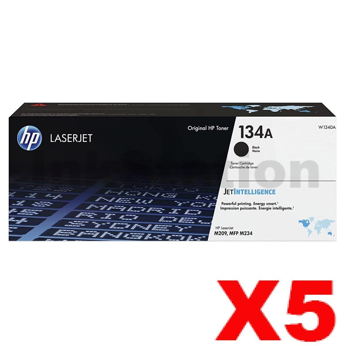 HP 5 x 134A W1340A Genuine Black Toner Cartridge - 1,100 Pages - Toner ...