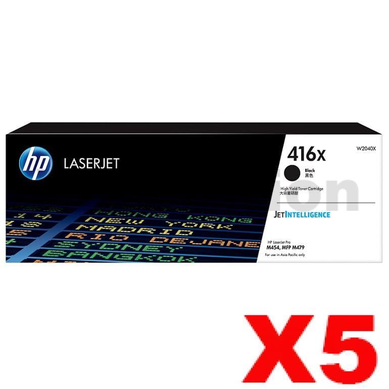HP 5 x 416X W2040X Genuine Black High Yield Toner Cartridge - 7,500 ...