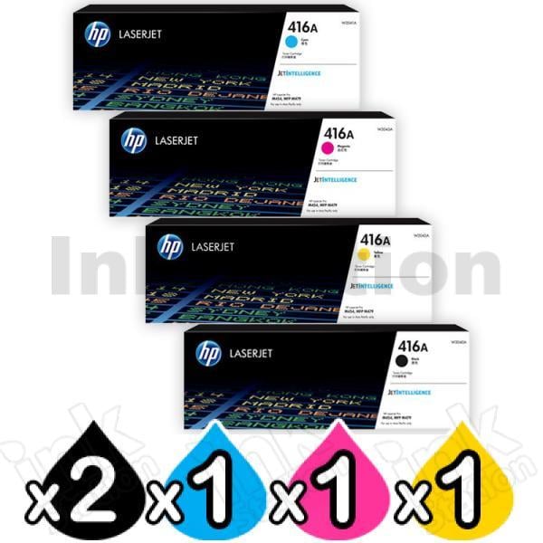 HP 5 Pack 416A W2040A-W2043A Genuine Toner Cartridges [2BK,1C,1M,1Y ...