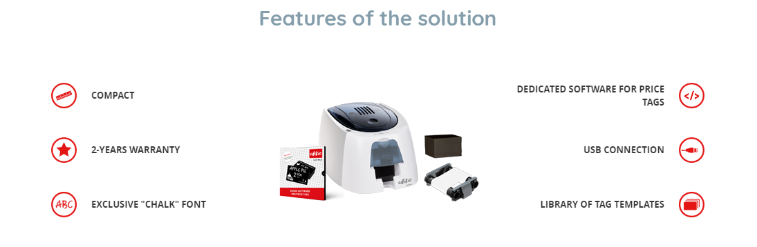 Evolis Edikio Access USB Single Sided Price Tag Card Printer Bundle - InkStation