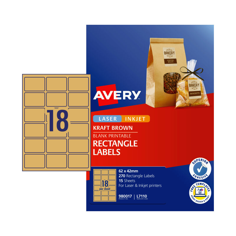 Avery #980002 Kraft Brown Laser Inkjet Round Labels 12UP 60mm - (180 ...