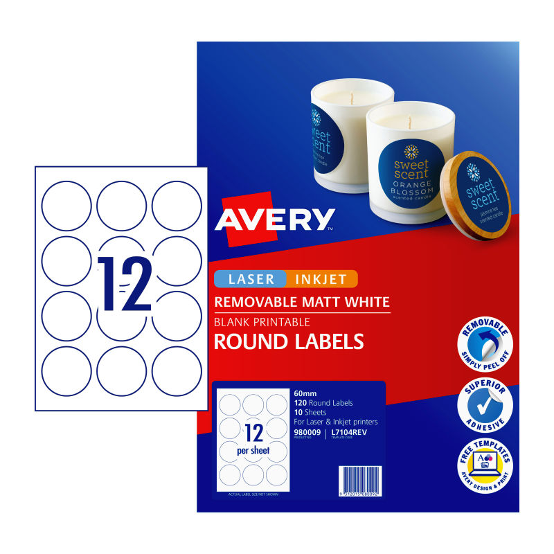 Avery #980021 Crystal Clear Laser Square Labels 20UP 45 x 45mm - L7126 ...