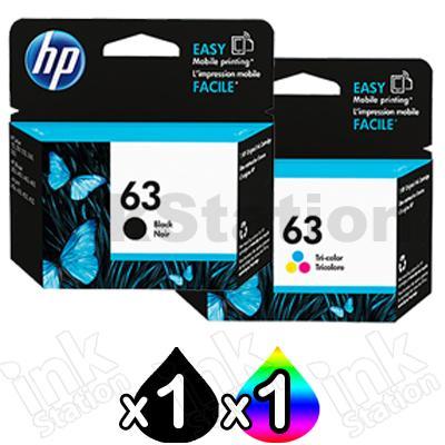 HP 2 Pack 63 Genuine Inkjet Cartridges F6U62AA + F6U61AA [1BK,1CL ...