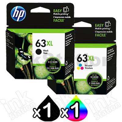 HP 2 Pack 63XL Genuine High Yield Inkjet Cartridges F6U64AA + F6U63AA ...