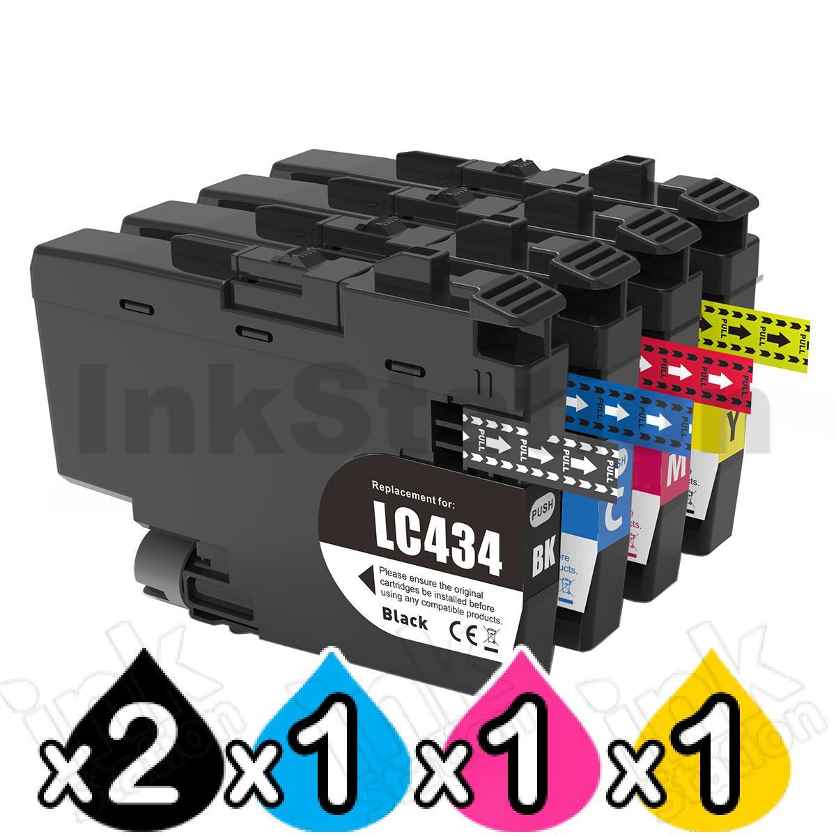 Brother 5 Pack LC-434 Compatible Ink Cartridges Combo [2BK, 1C, 1M, 1Y ... Brother 5 Pack LC-434 Compatible Ink Cartridges Combo [2BK, 1C, 1M, 1Y ...