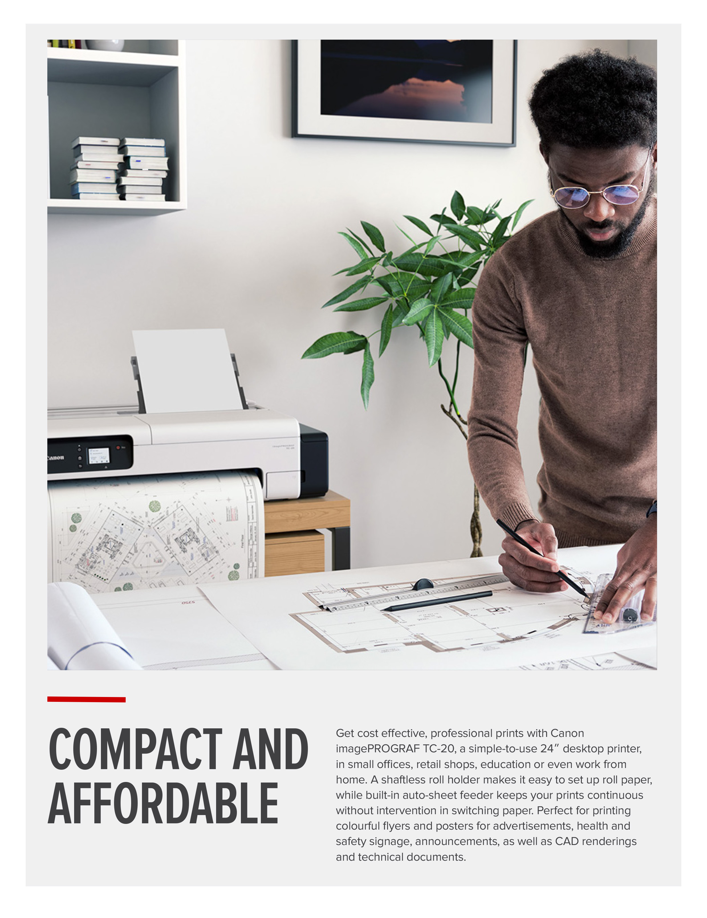 Canon imagePROGRAF TC-20 Wide Format 24" LFP Printer with Stand ...