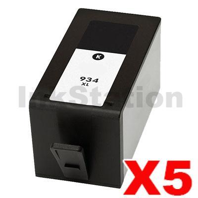 HP 5 x 934XL Compatible Black High Yield Inkjet Cartridge C2P23AA ...